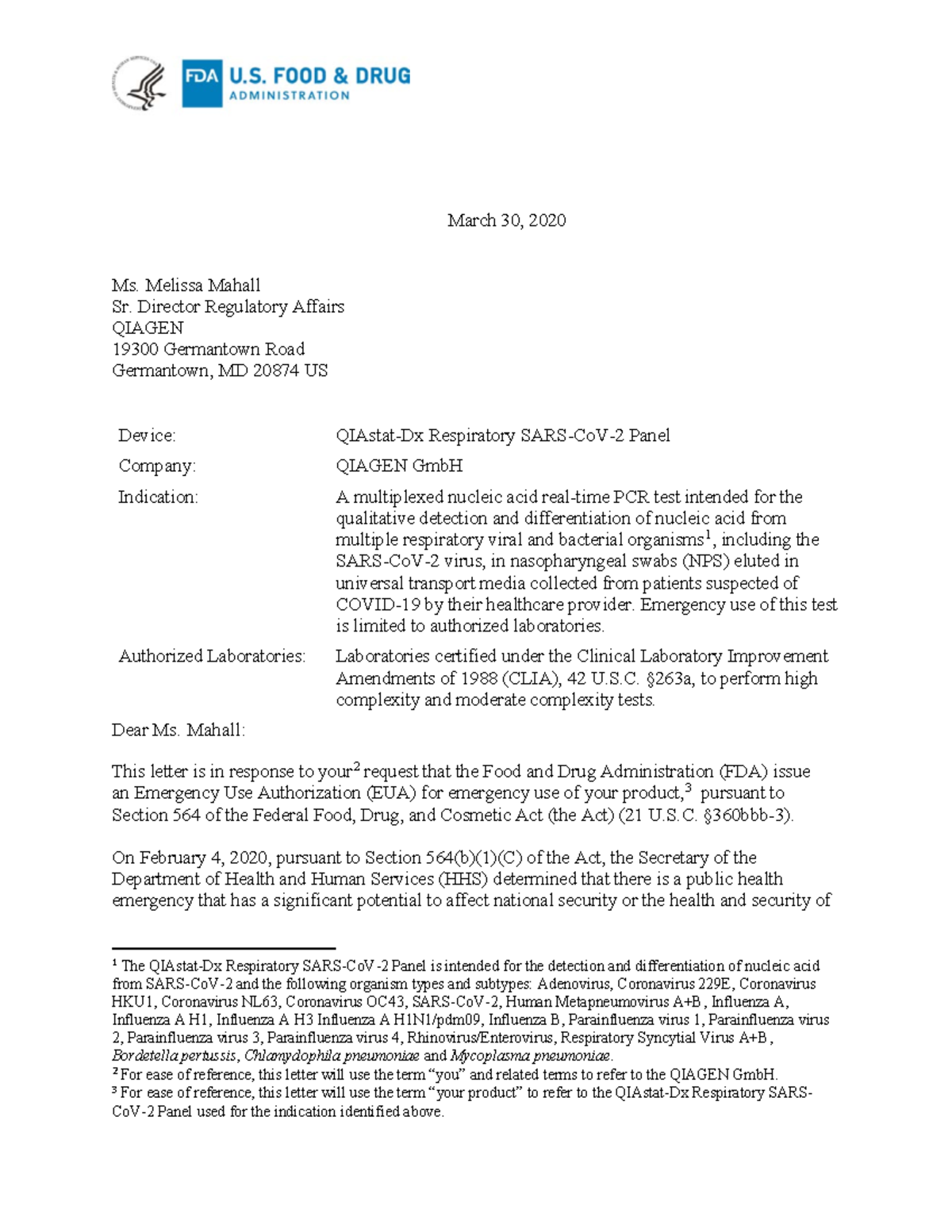 Httpswww - Sample letter for FDA approved for emergency use medication ...