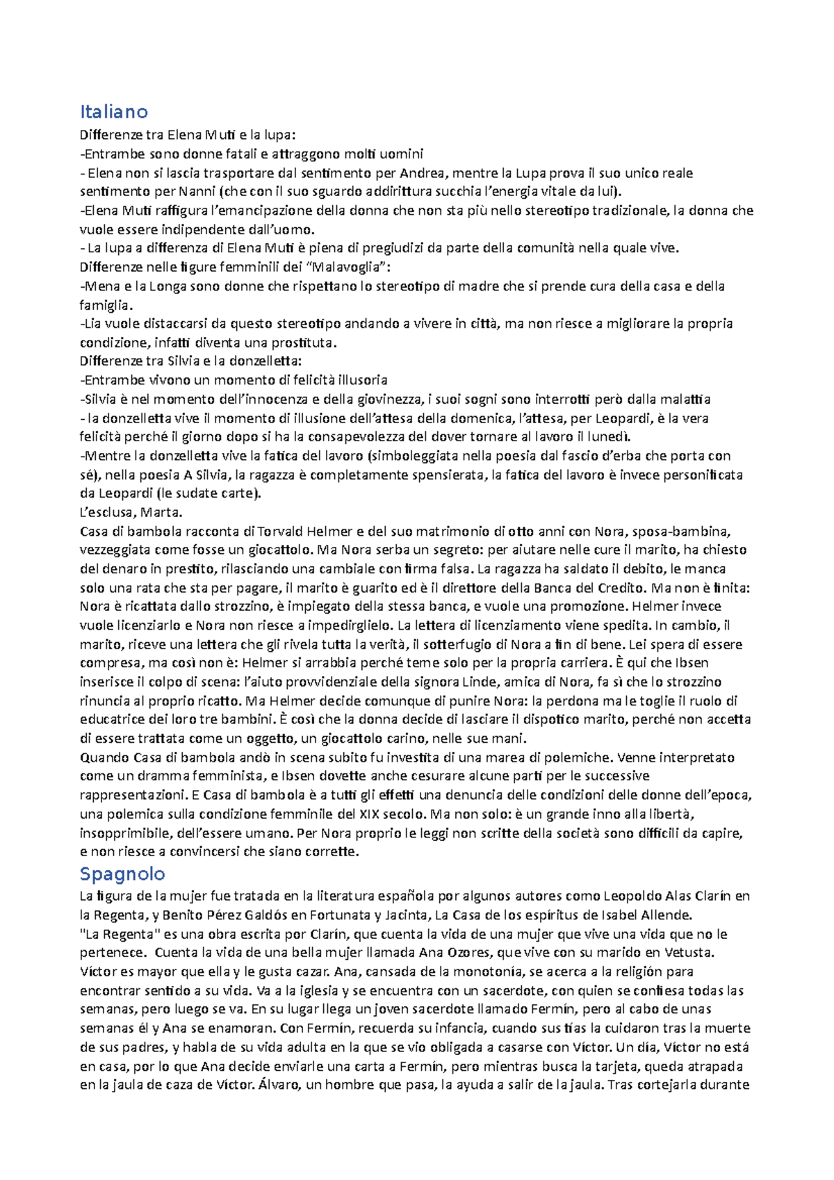 La donna - collegamenti per esame di maturità - Italiano Differenze tra ...