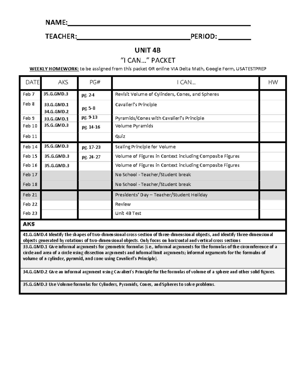 Unit 4B Volume Student Packet NAME TEACHER PERIOD UNIT 4B I CAN unit-4b-volume-student-packet-name-teacher-period-unit-4b-i-can