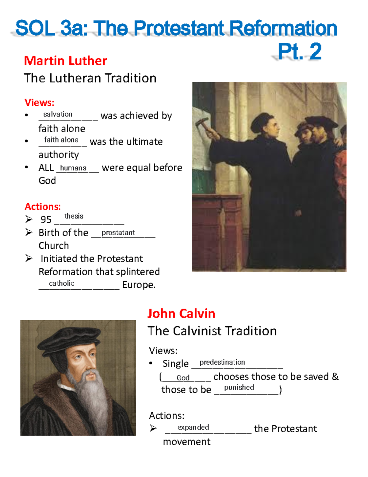 Jahren Pierson - SOL 3a Reformation Causes and Reformers Fill-in Notes ...