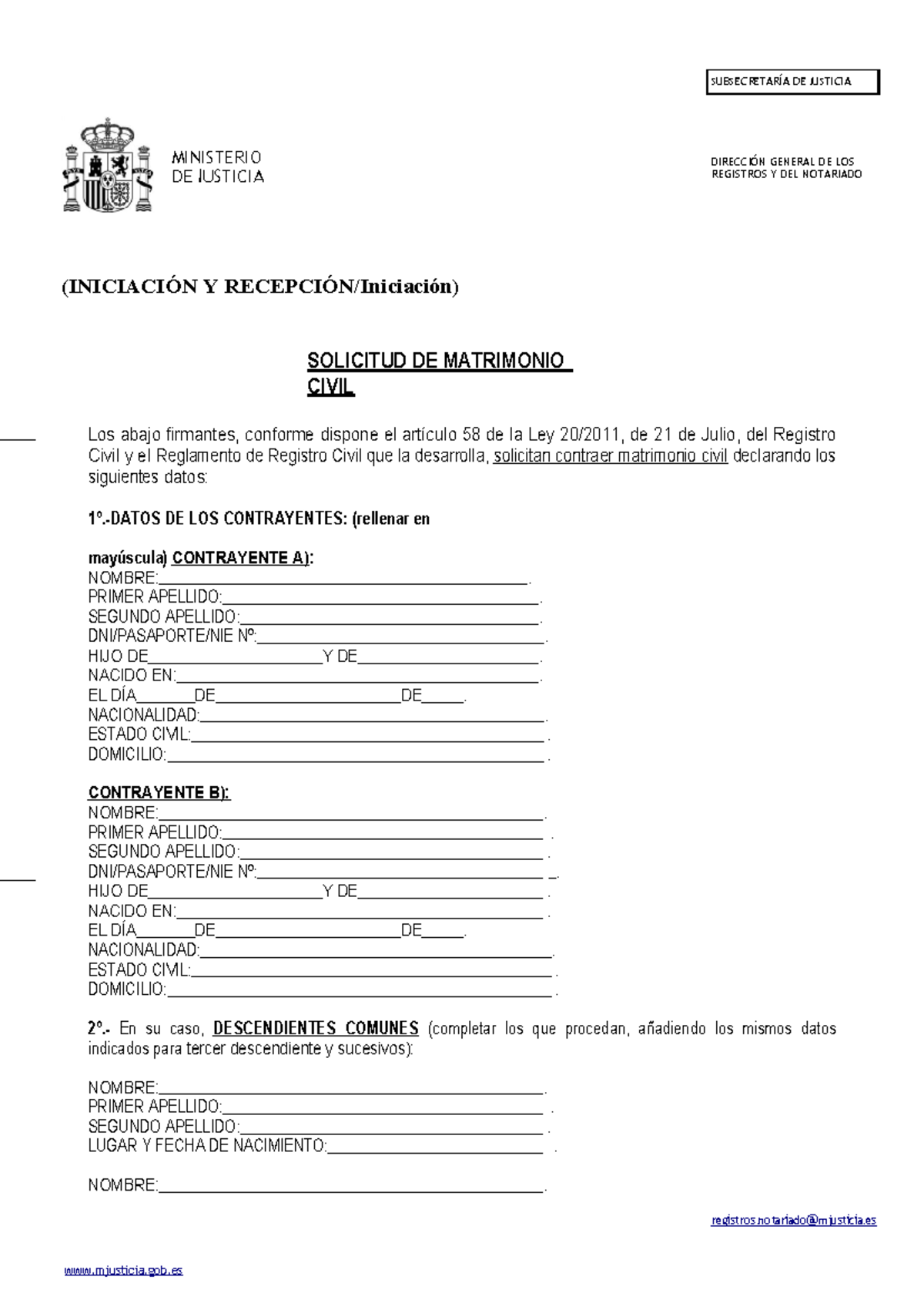 Solicitud-de-matrimonio - (INICIACIÓN Y RECEPCIÓN/Iniciación) SOLICITUD DE MATRIMONIO CIVIL ...