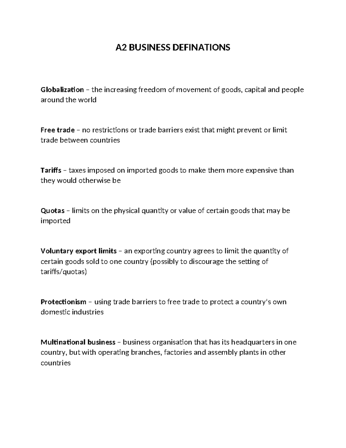 A2 business notes, explained briefly, all the syllabus is covered ...