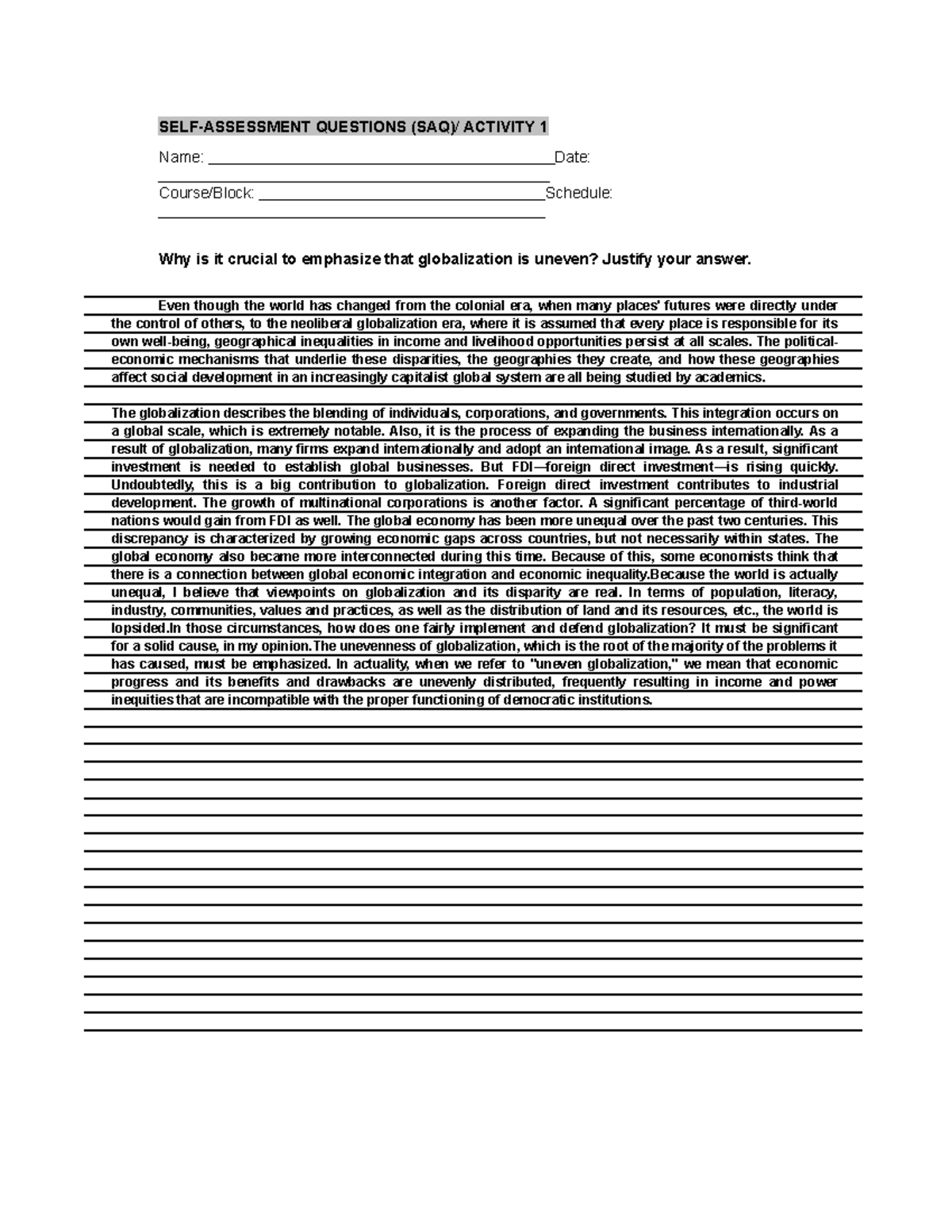 Week-1-Contemporary-World - SELF-ASSESSMENT QUESTIONS (SAQ)/ ACTIVITY 1 ...