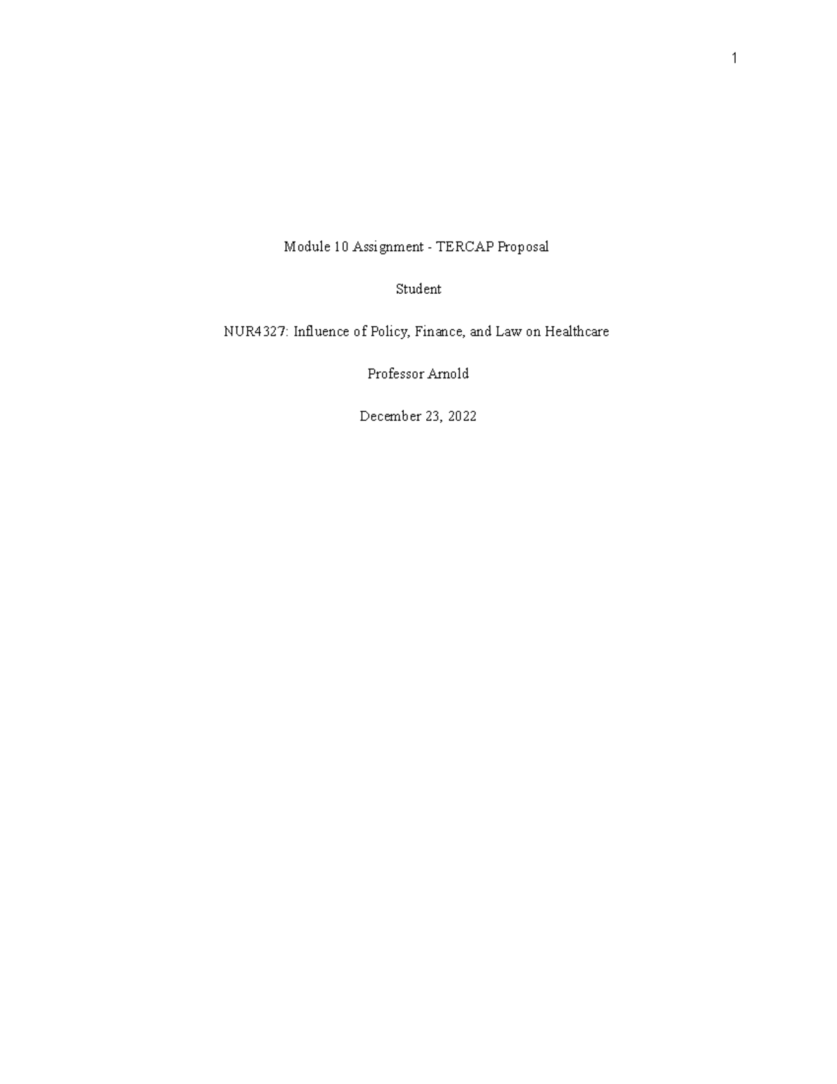 Module 10 Assignment - Tercap Proposal - Module 10 Assignment - TERCAP ...