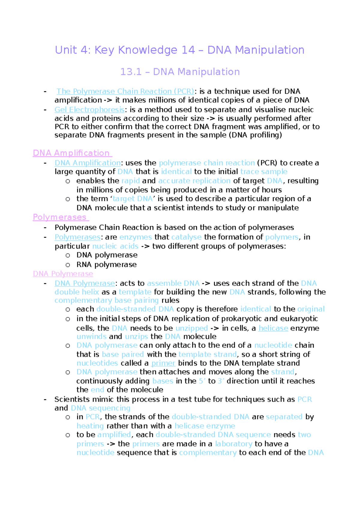 DNA Manipulation - Studocu