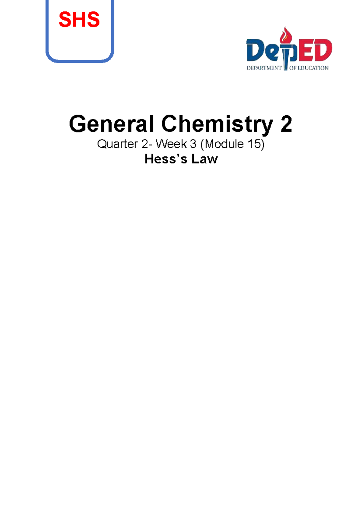 Gen Chem 2 Q2 Module 15 students copy - SHS General Chemistry 2 Quarter ...
