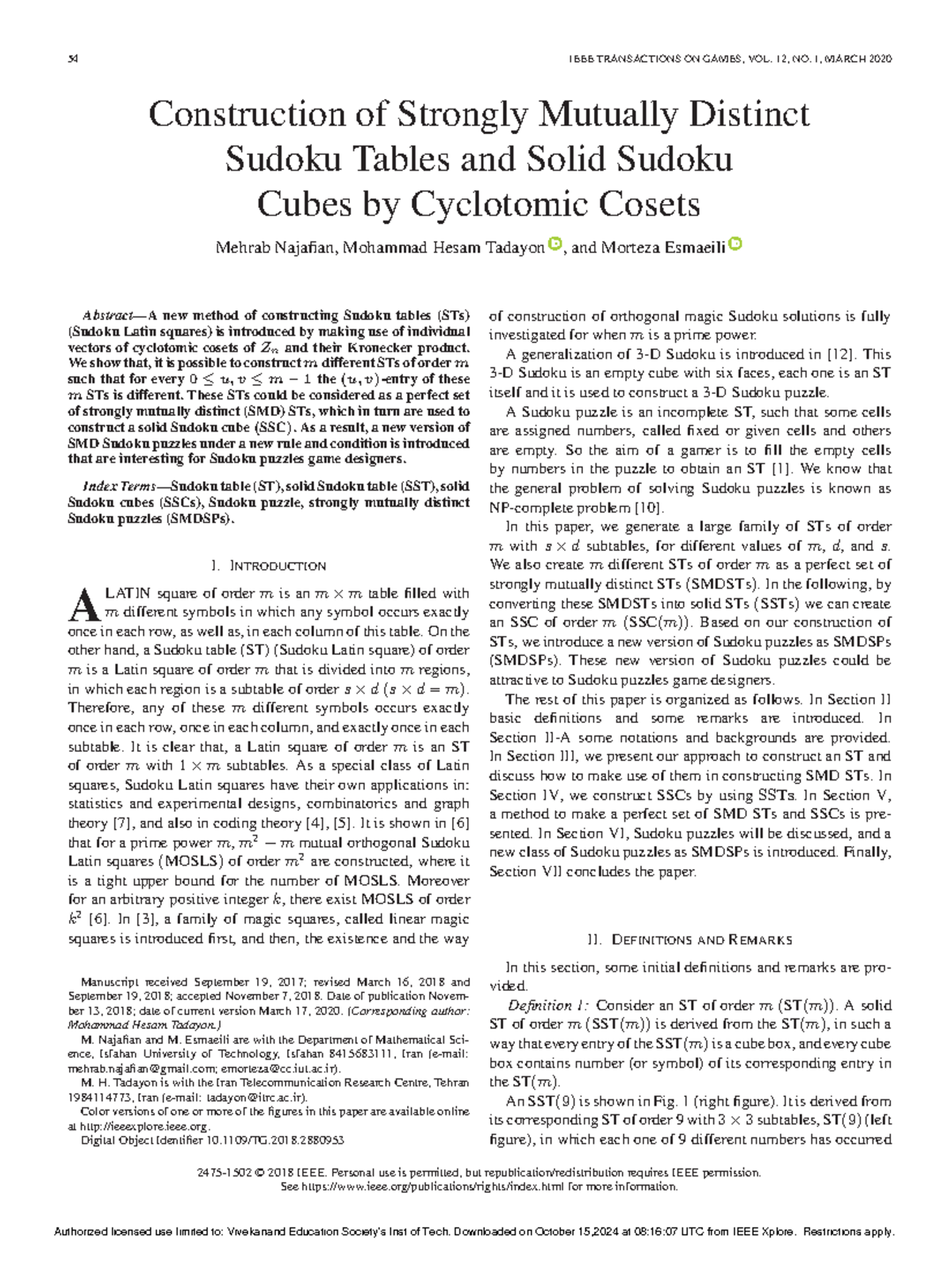 Construction of Strongly Mutually Distinct Sudoku Tables and Solid ...