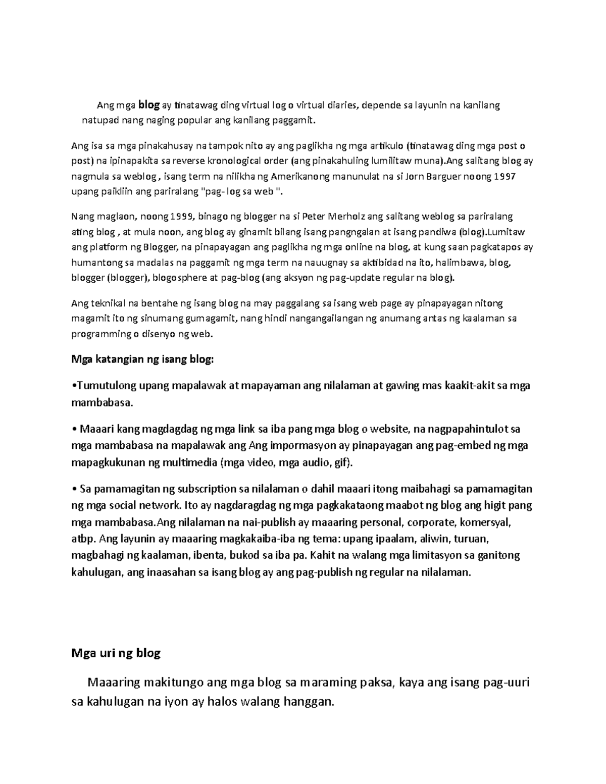 BLOG - BLOG PARA SA MGA ESTUDYANTE - Ang mga blog ay tinatawag ding ...