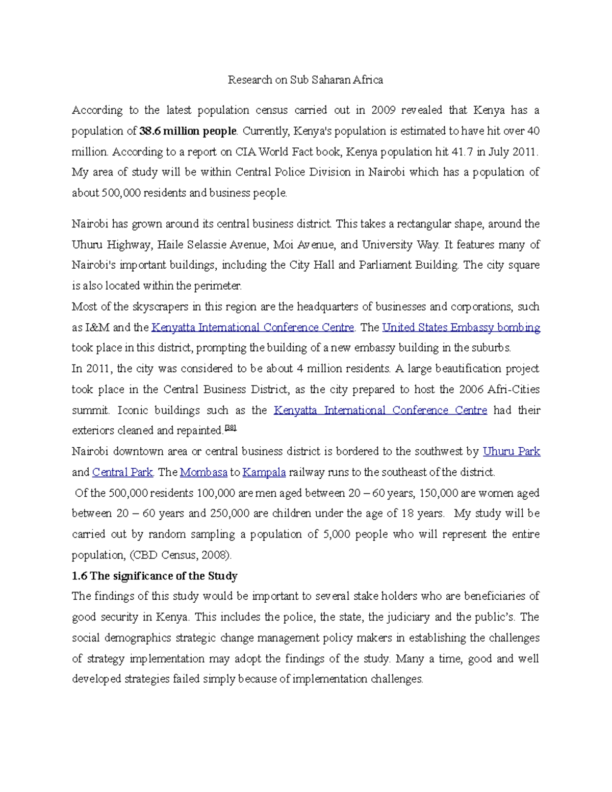 Research on Sub Saharan Africa - Research on Sub Saharan Africa ...