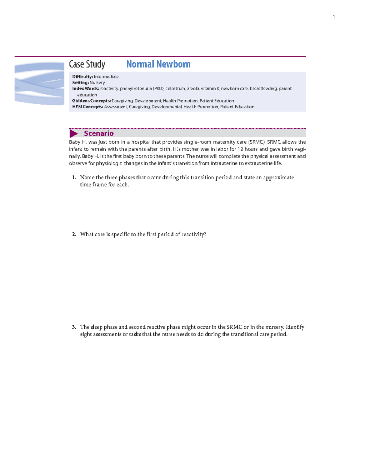 Normal Newborn Case Study - Case Study Normal Newborn Difficulty ...