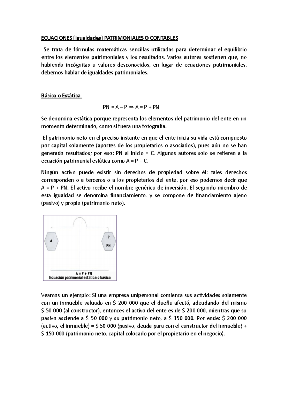 Ecuaciones Patrimoniales - ECUACIONES (igualdades) PATRIMONIALES O ...