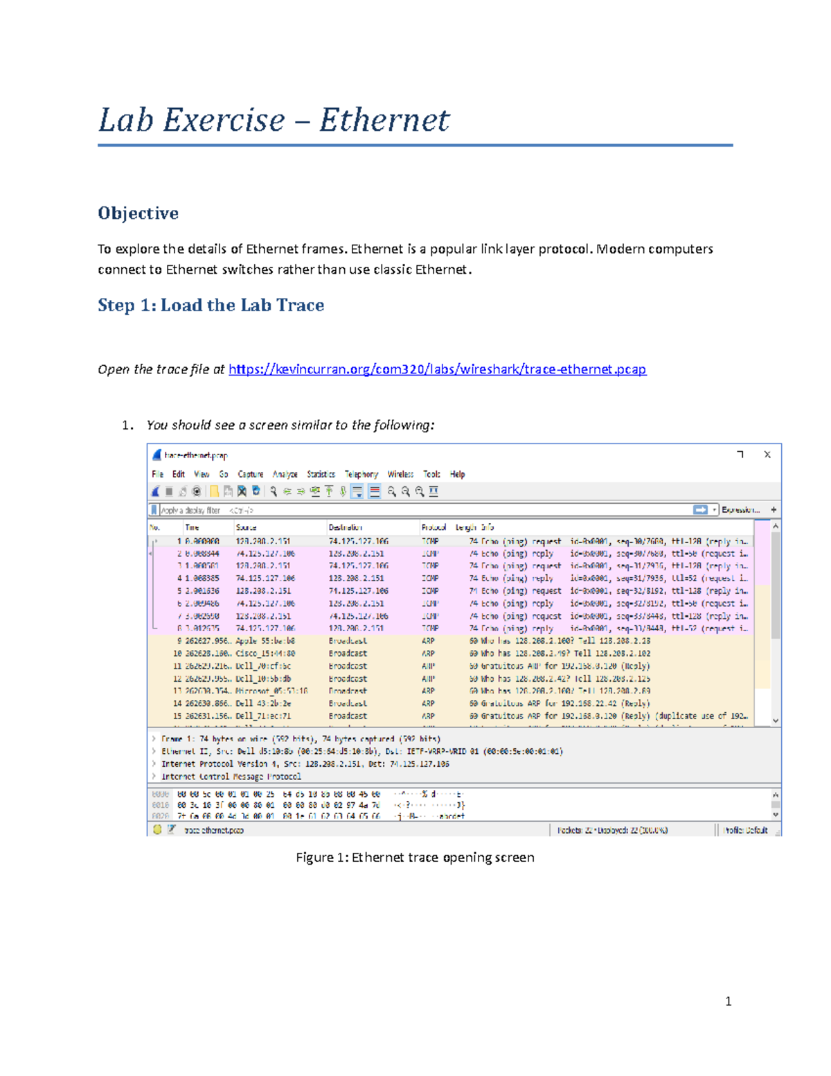 Lab-ethernet - Lab Exercise – Ethernet Objective To explore the details ...