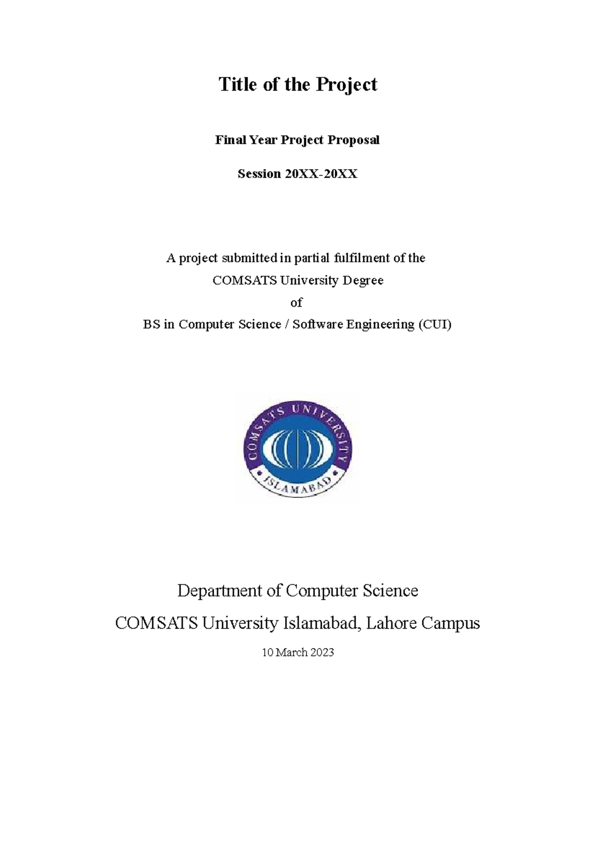 FYP-IProject Proposal - Title of the Project Final Year Project ...