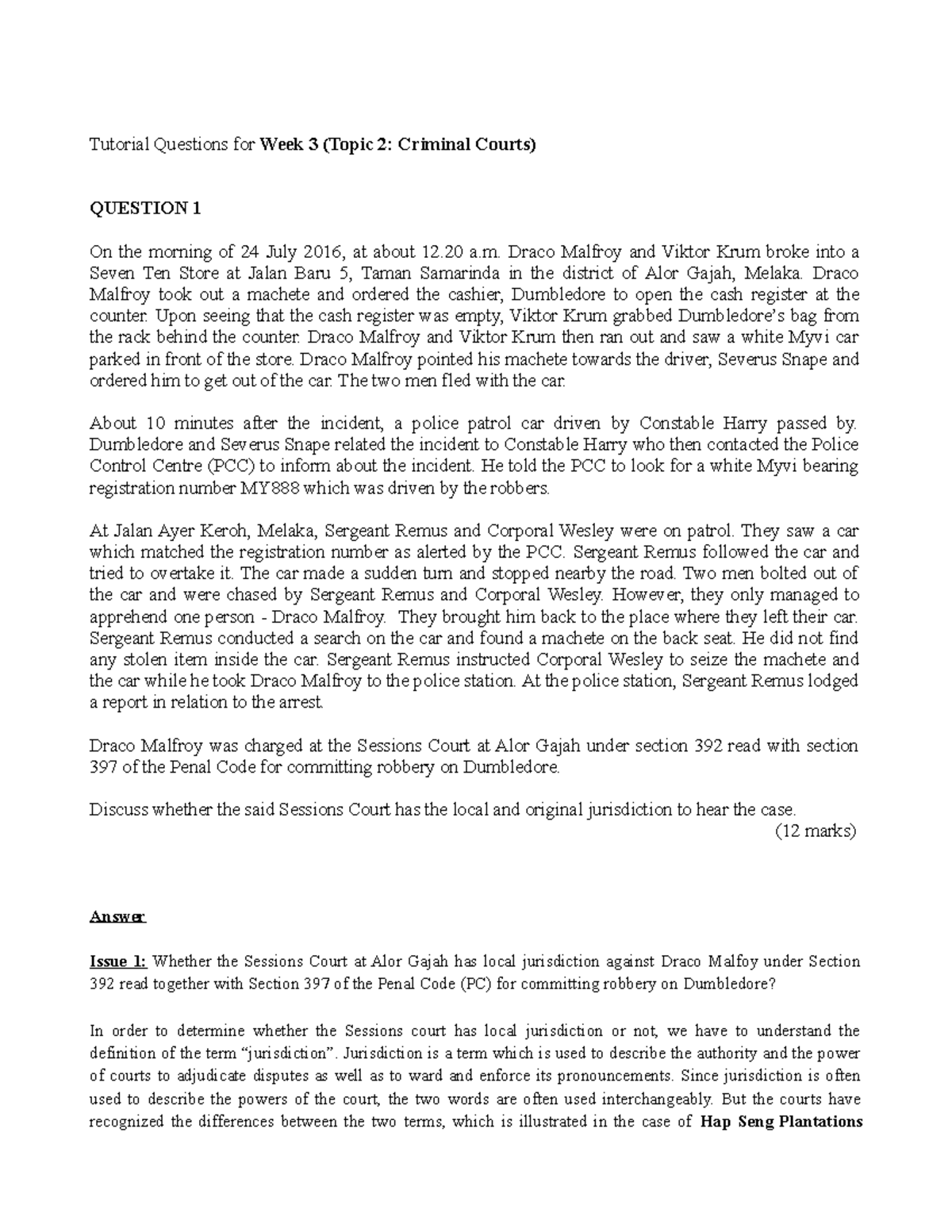 343168 Questions FOR Tutorial - Tutorial Questions for Week 3 (Topic 2 ...