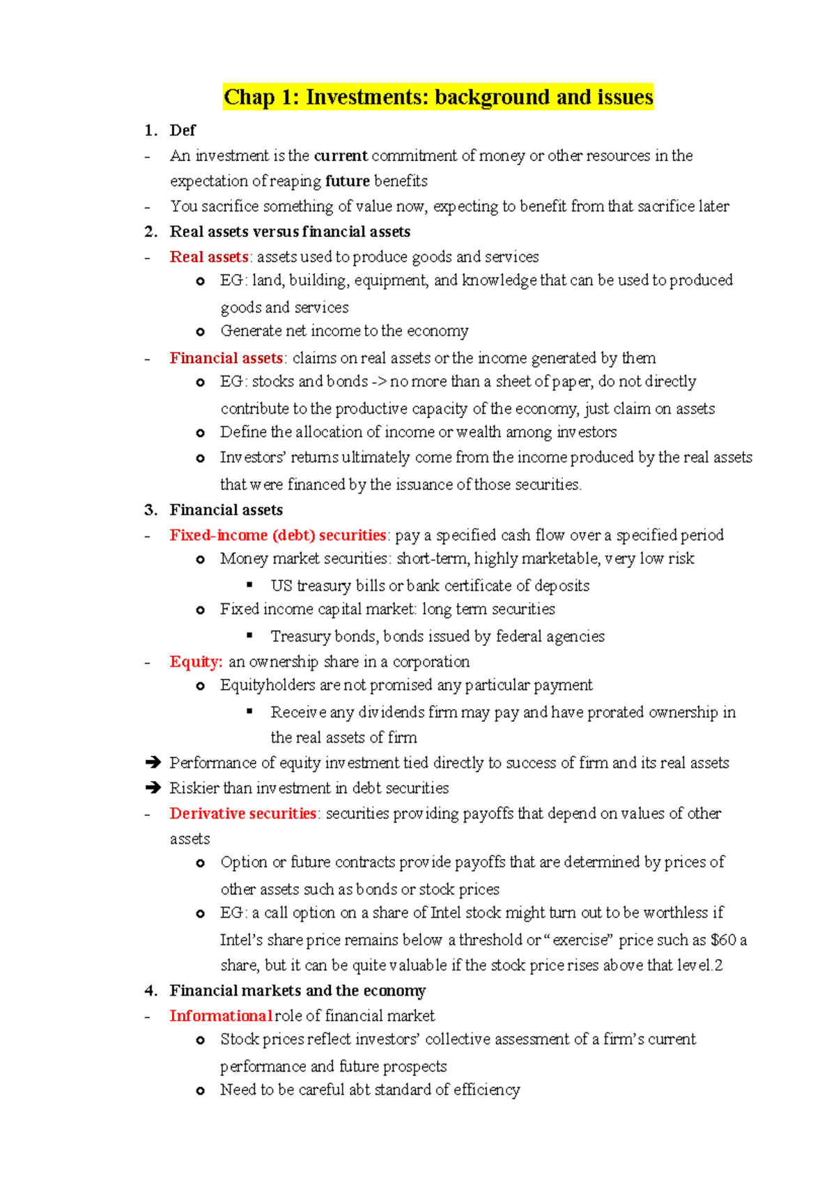 Ptdtck (Recovered) - security investment lecture note - Chap 1 ...
