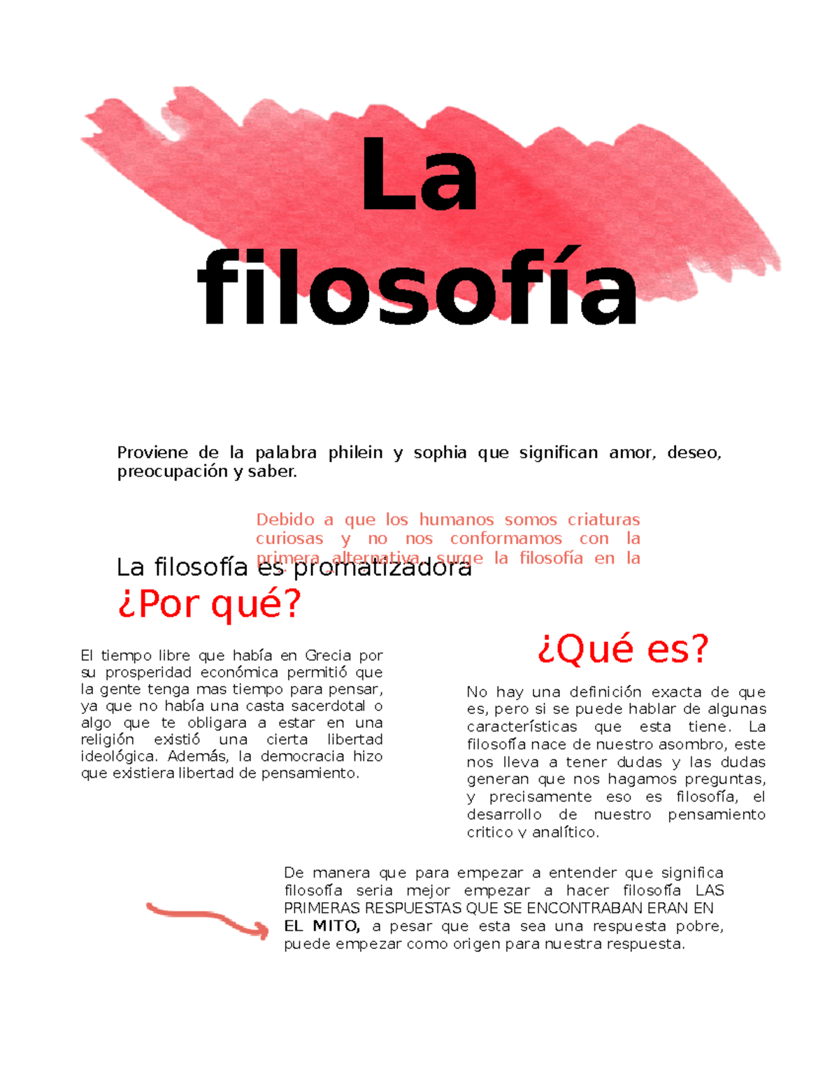 Que es la filosofía - Resumen de clase. - La filosofía Proviene de la ...