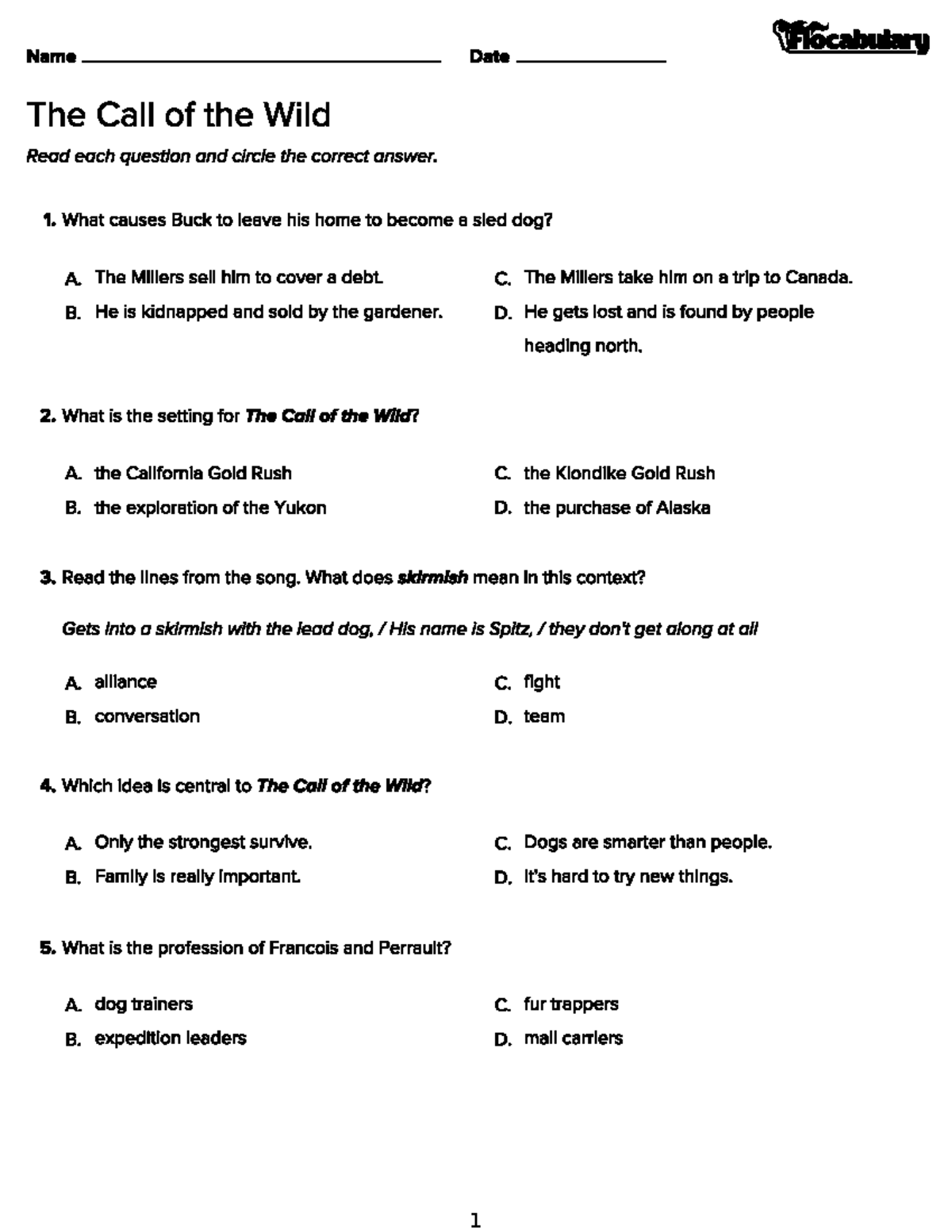 Flocabulary Call Of The Wild Quiz Administracion Studocu