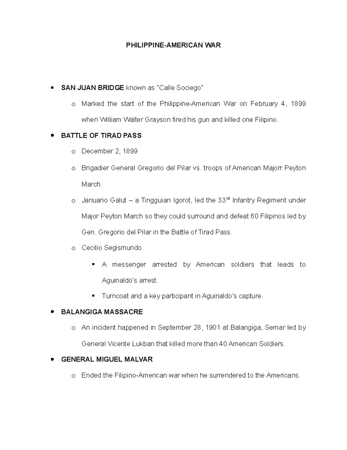 Philippine-American War - BATTLE OF TIRAD PASS o December 2, 1899 o ...