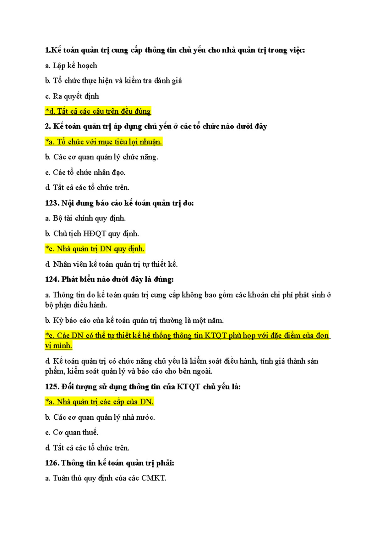 Ktqtri - sdfadsca - 1ế toán quản trị cung cấp thông tin chủ yếu cho nhà quản trị trong việc: a ...