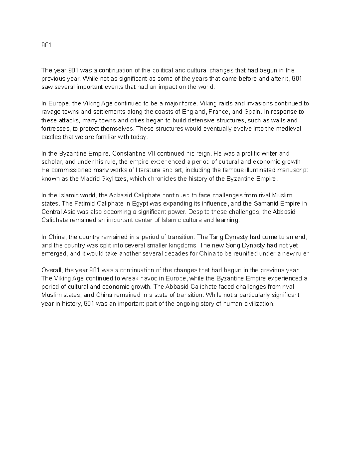 Untitled document (60) - 901 The year 901 was a continuation of the ...