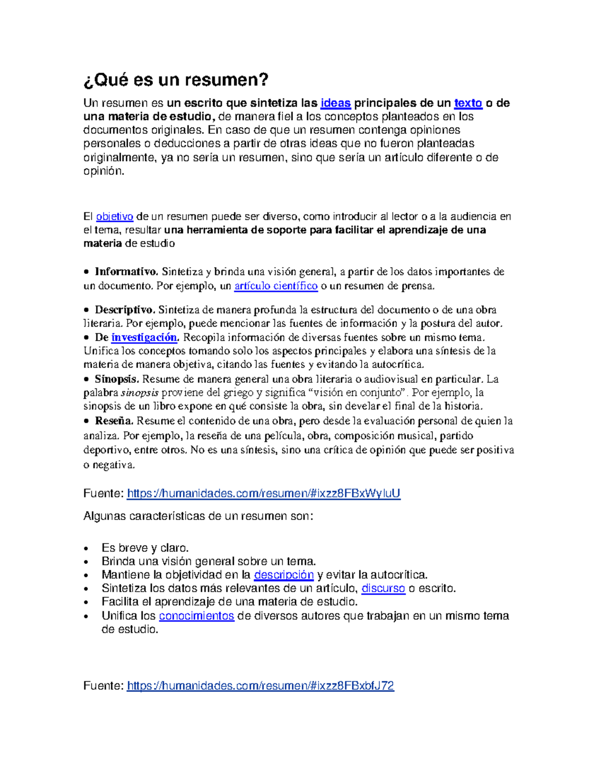 Qué es un resumen - MATERIAL EDUCATIVO - ¿Qué es un resumen? Un resumen ...