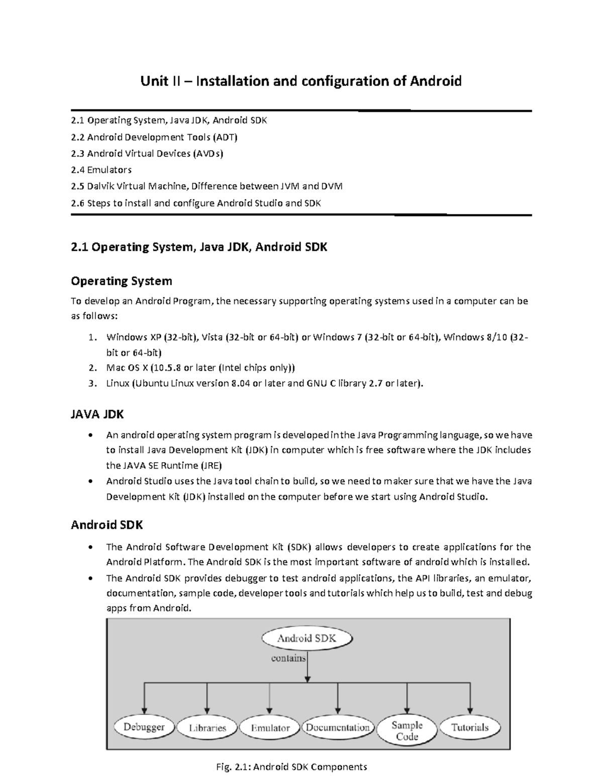 Mad Chapter 2 Notes Unit Ii Installation And Configuration Of Android 2 Operating System