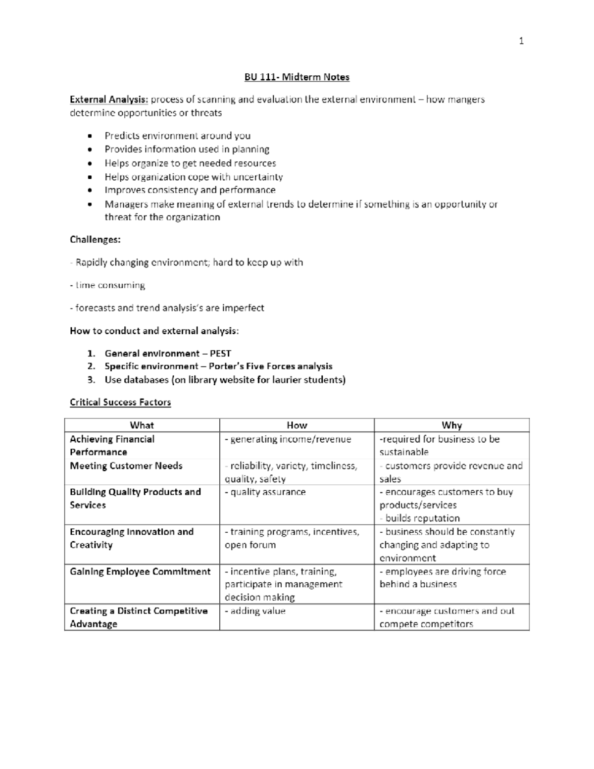 BU 111 Midterm Notes-new - BU 111 - Studocu