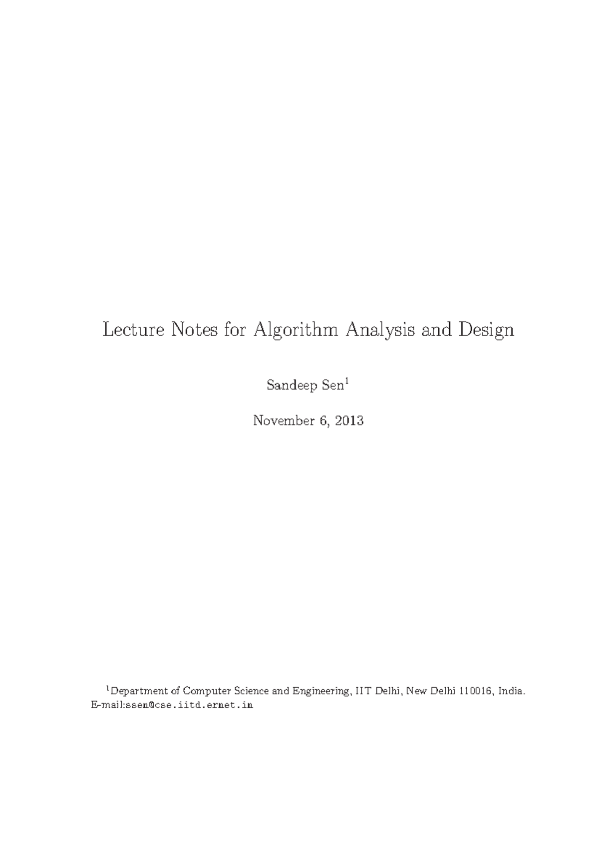 File of algo - good - Lecture Notes for Algorithm Analysis and Design ...