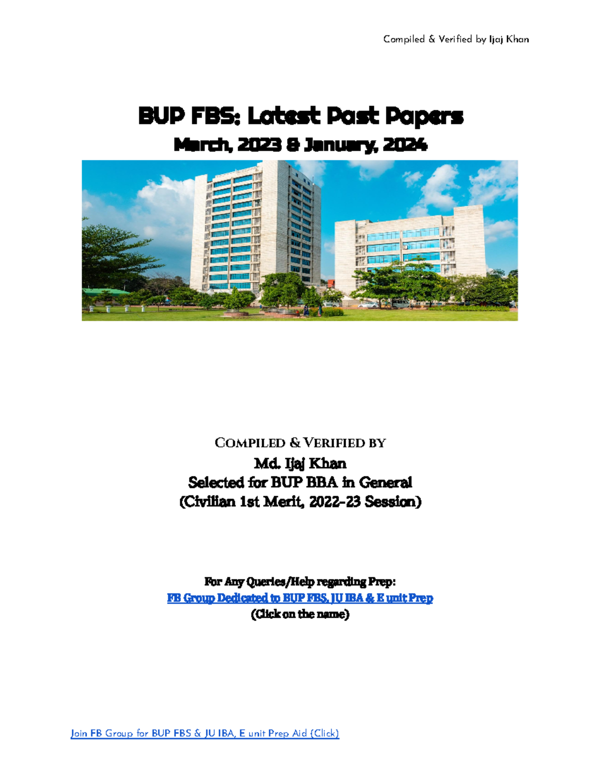 BUP FBS Latest PYQs (23 & 24) - BUP FBS: Latest Past Papers March, 2023 ...