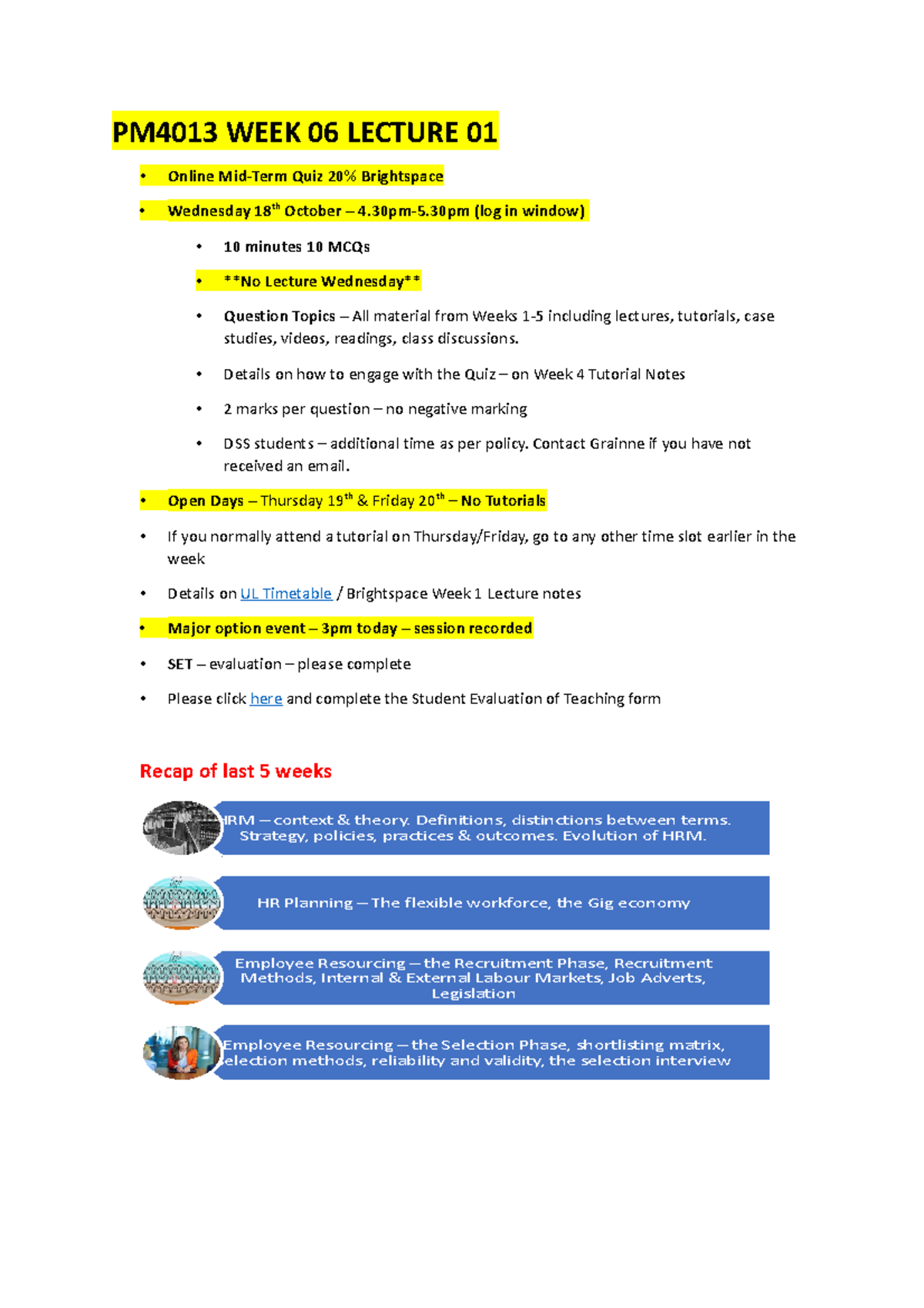 PM4013 WEEK 06 Lecture 01 - PM4013 WEEK 06 LECTURE 01 • Online Mid-Term Quiz 20% Brightspace ...