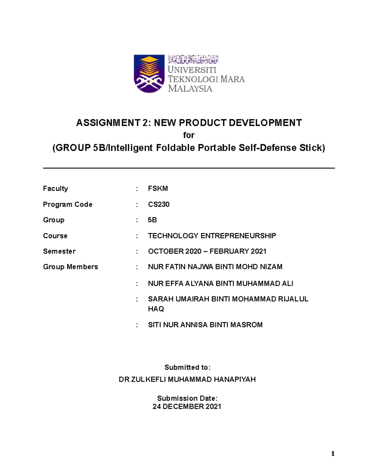 ENT600 Assignment 2 NEW Product Development - ASSIGNMENT 2: NEW PRODUCT ...