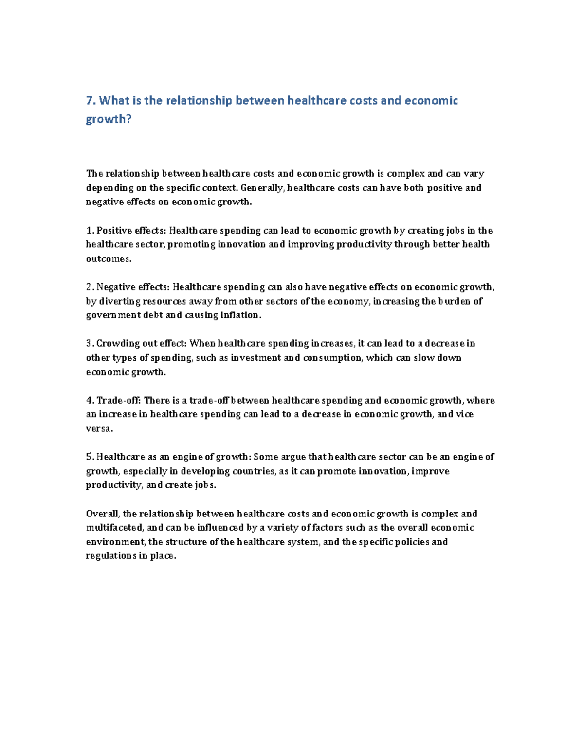 Health Economics 2 - 7. What is the relationship between healthcare ...