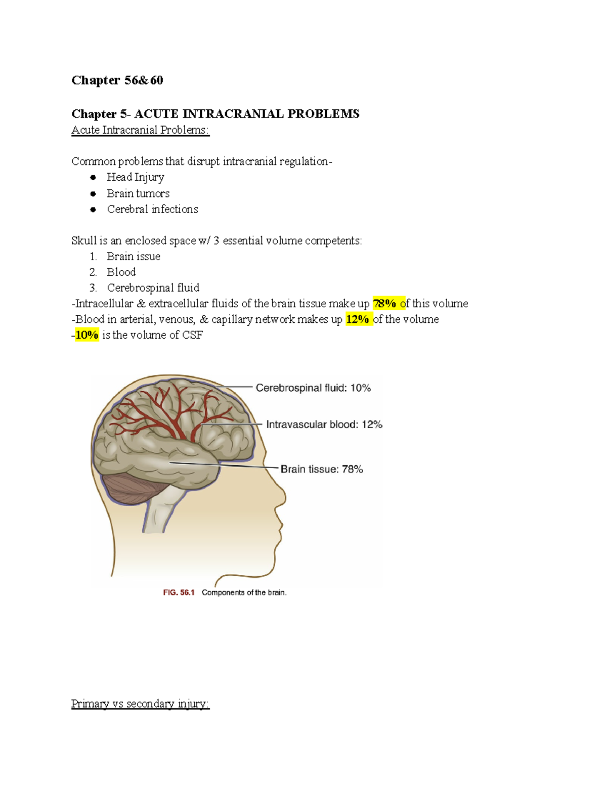 Final Exam- HT S2 - Chapter 56& Chapter 5- ACUTE INTRACRANIAL PROBLEMS ...