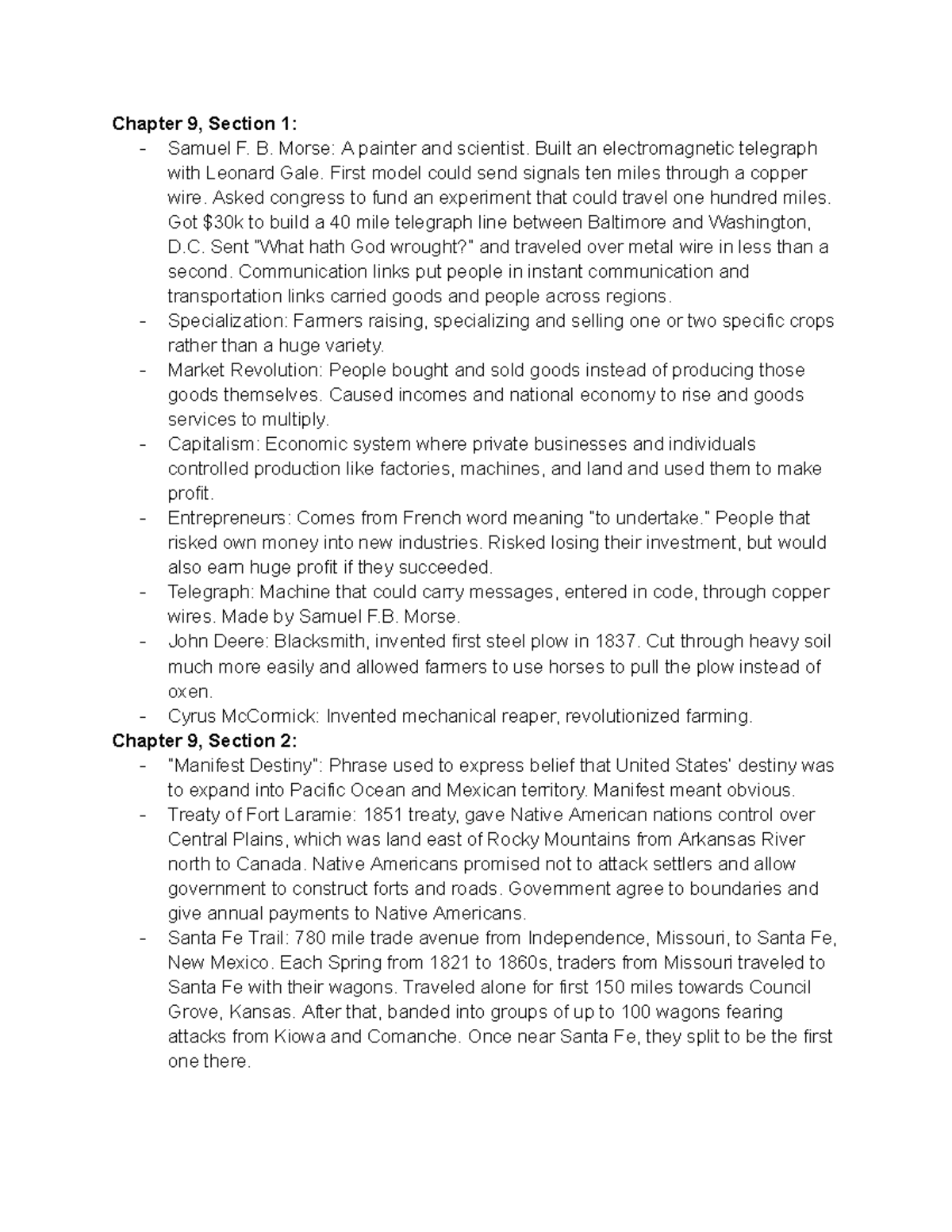 Chapters 9, 10, 11, and 12 Important Terms - Chapter 9, Section 1 ...