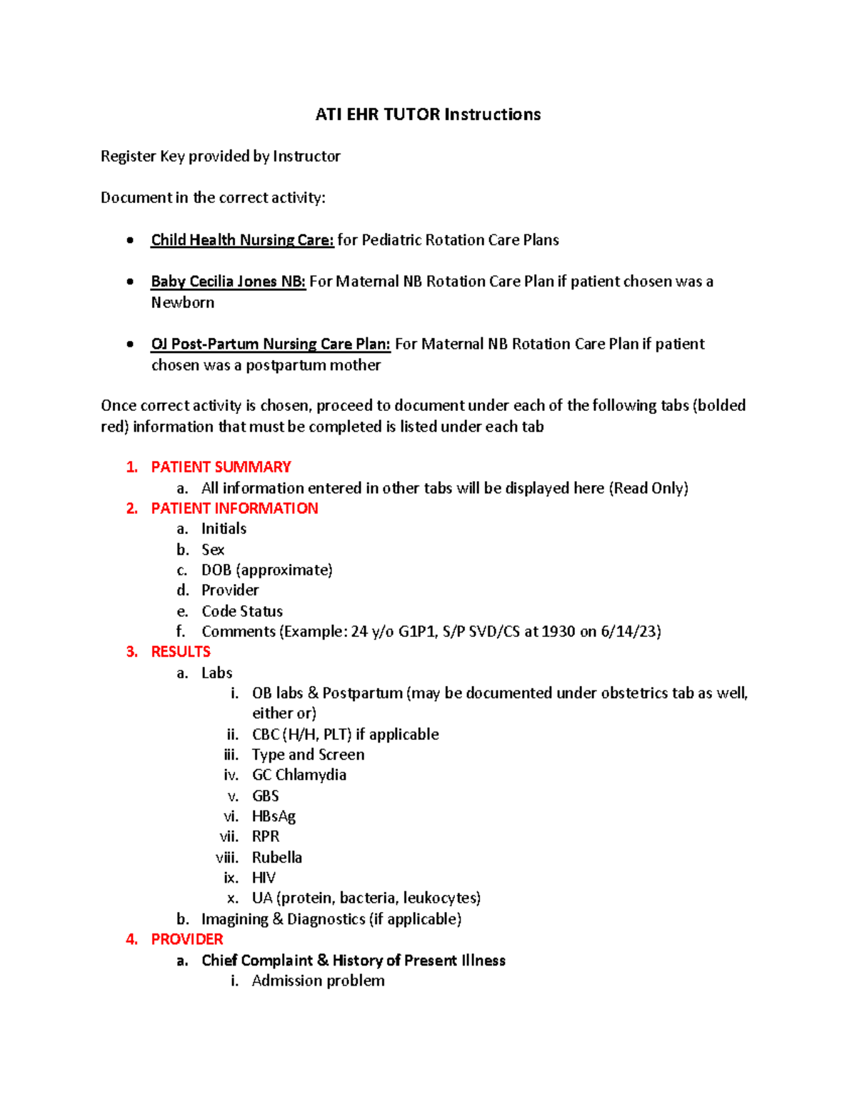 ATI EHR Tutor Instructions - ATI EHR TUTOR Instructions Register Key provided by Instructor ...