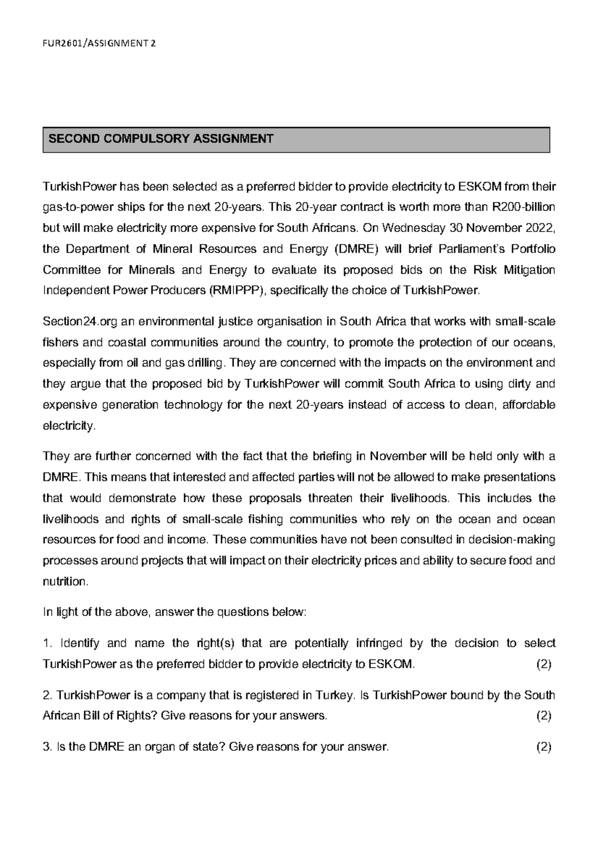 Assessments 2022 (1) prescribed assignments - FUR2601/ASSIGNMENT 2 SECOND COMPULSORY ASSIGNMENT ...