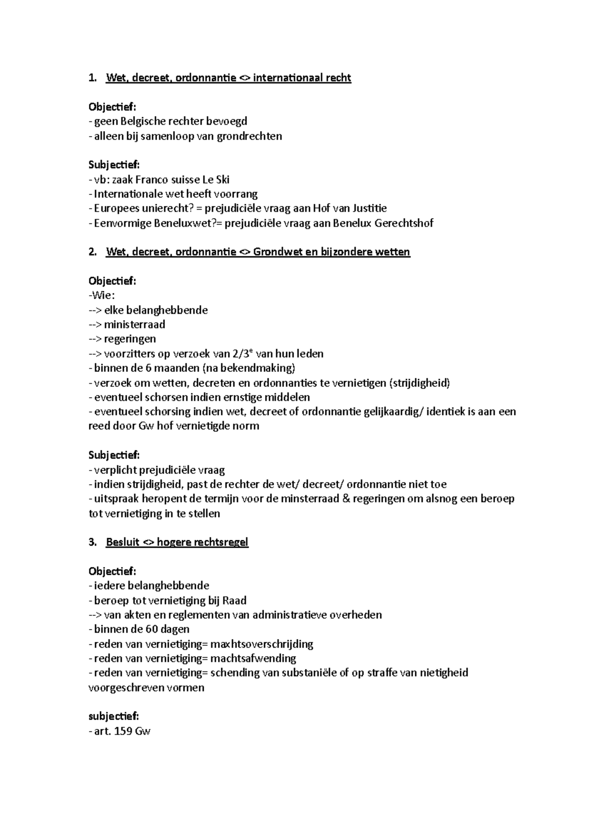 Objectief & subjectief contentieux - Wet, decreet, ordonnantie ...