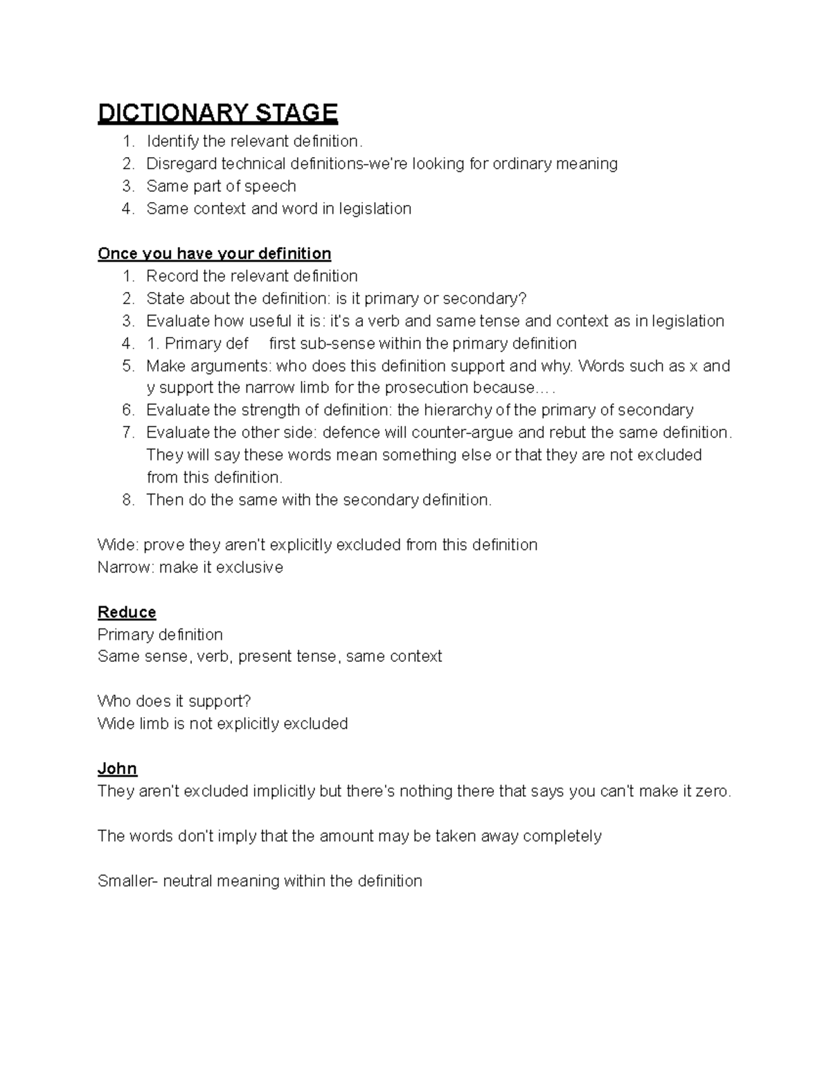 LAWS123-Tutorial 4 - dictionary stage - DICTIONARY STAGE 1. 2. 3. 4 ...