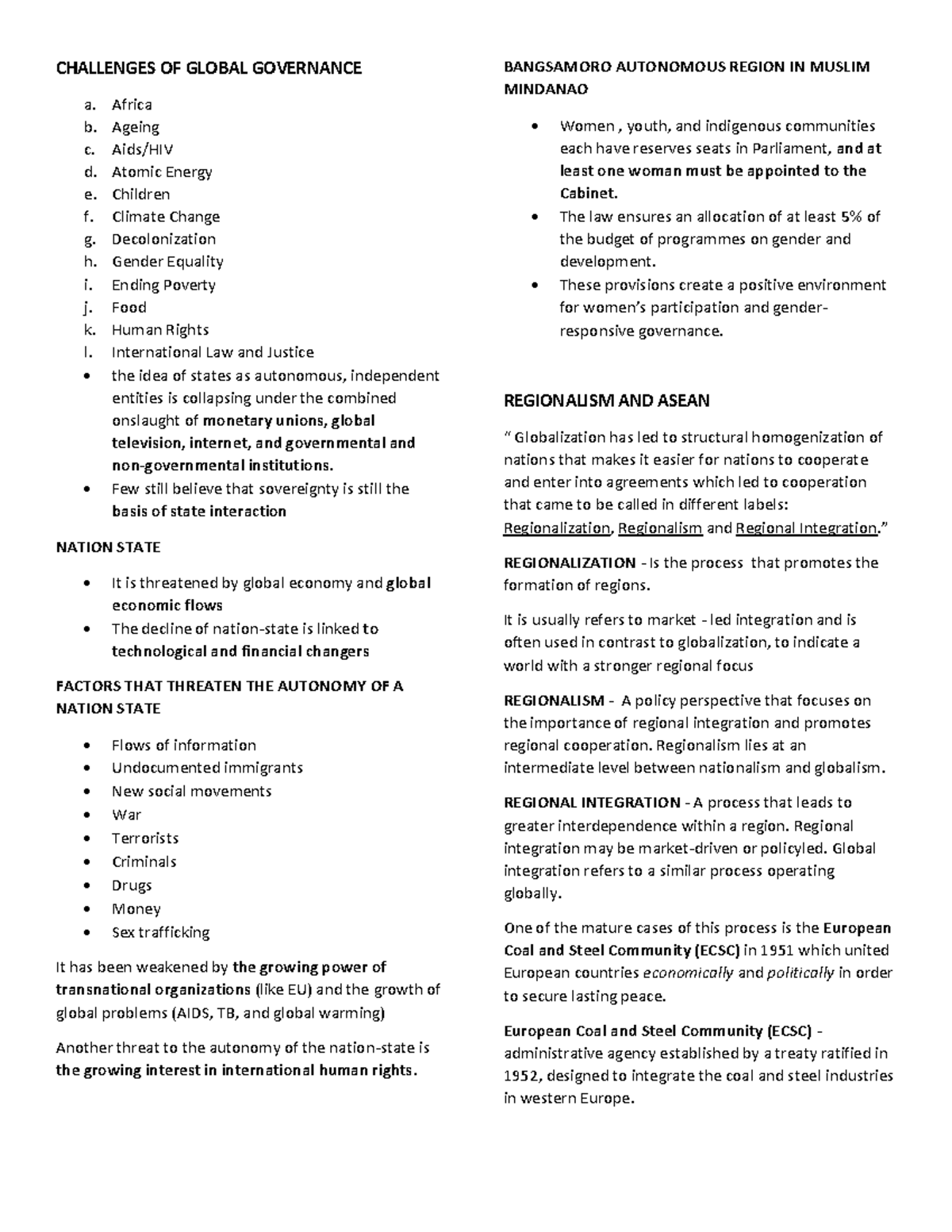 Socecon Reviewer - Global Governance - Warning: TT: undefined function ...
