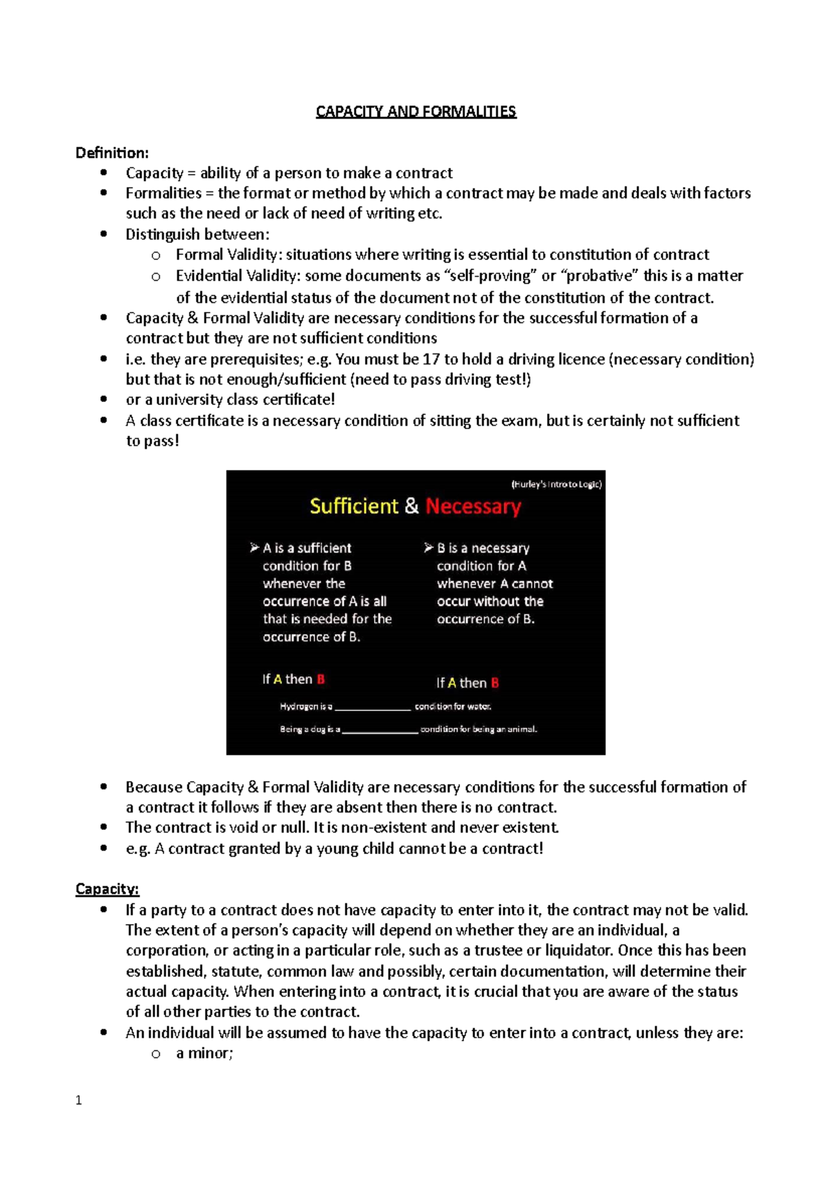 (2) Notes - CAPACITY AND FORMALITIES - CAPACITY AND FORMALITIES ...
