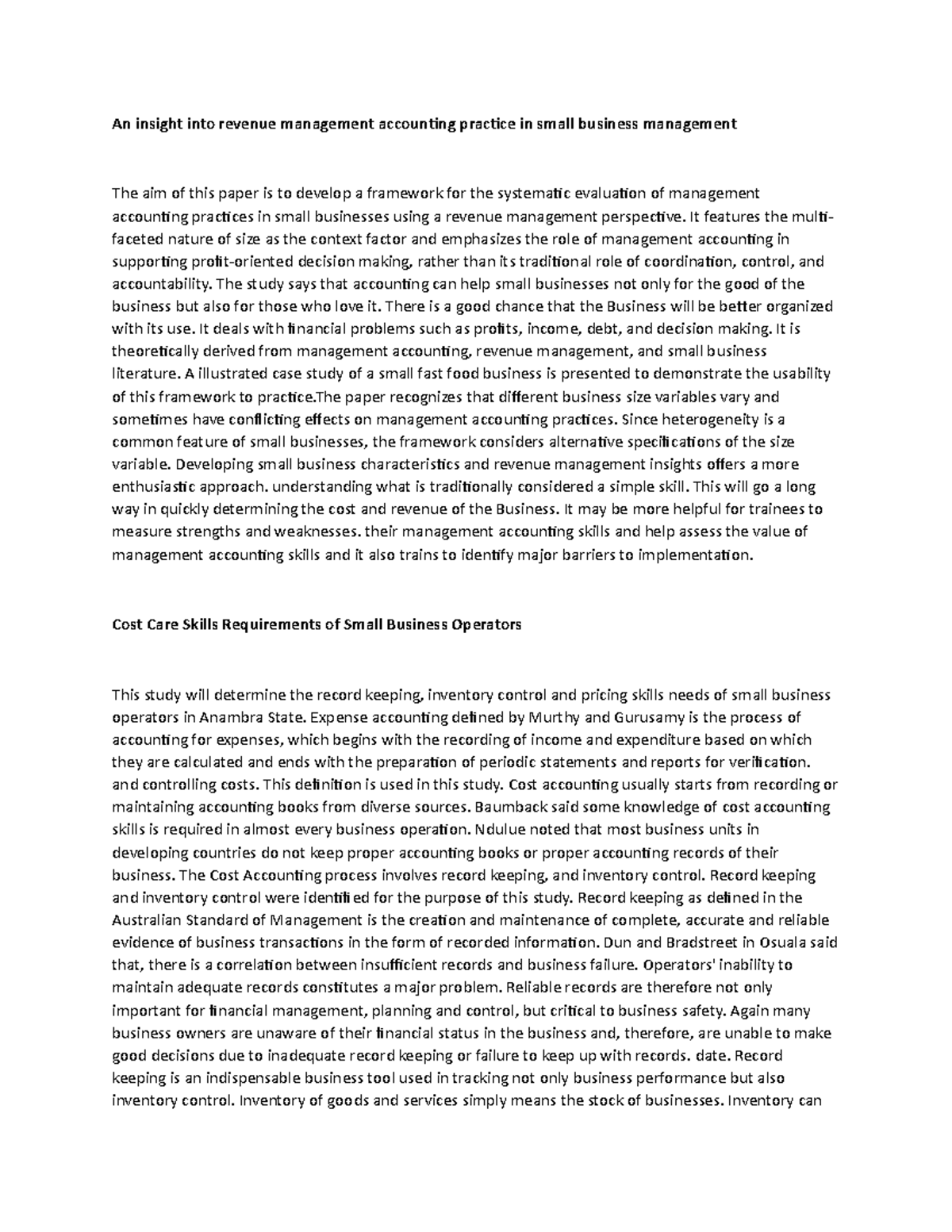Rrl - Lecture notes 3 - An insight into revenue management accounting ...