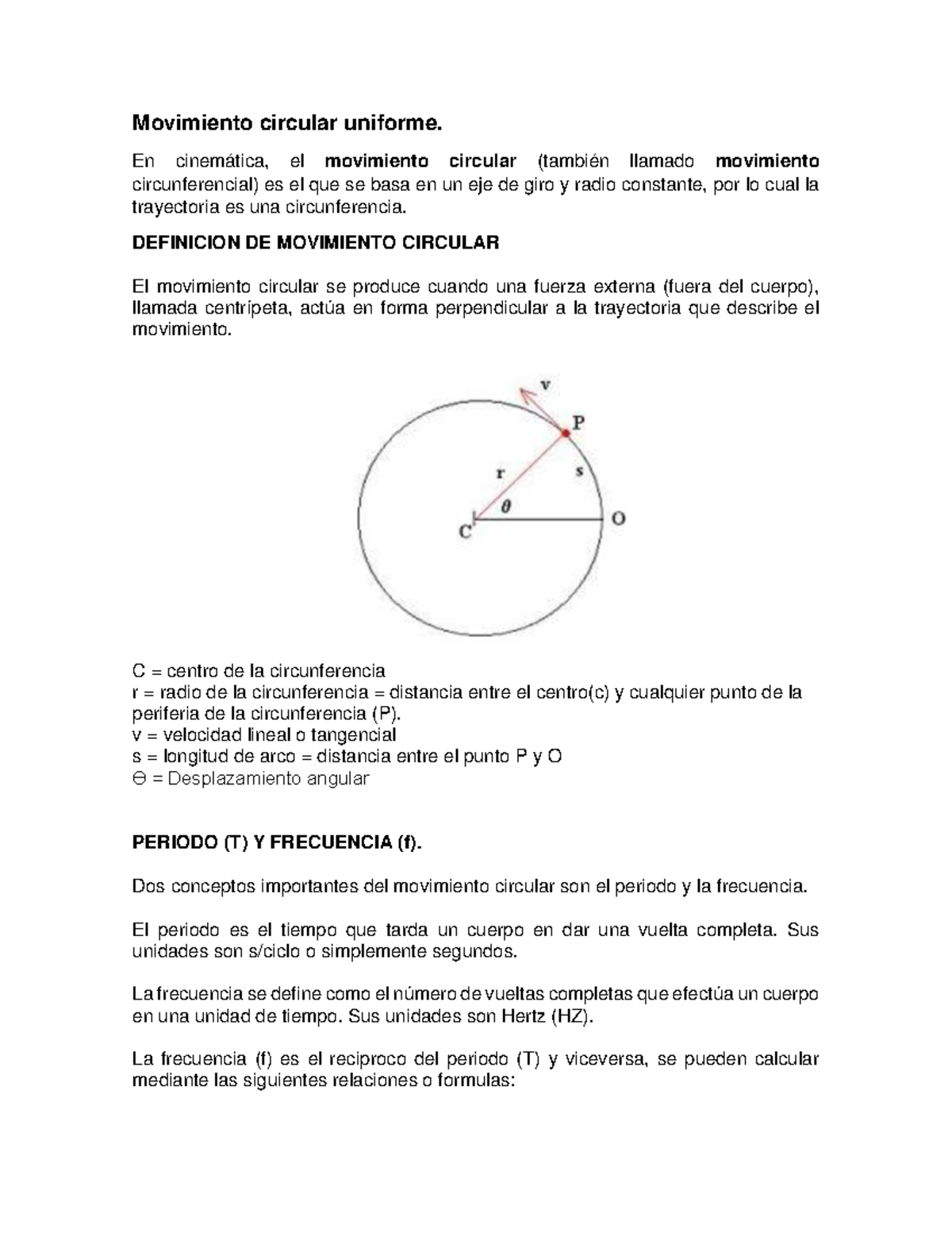 Clase virtual Movimiento circular uniforme - Movimiento circular uniforme. En cinemática, el ...