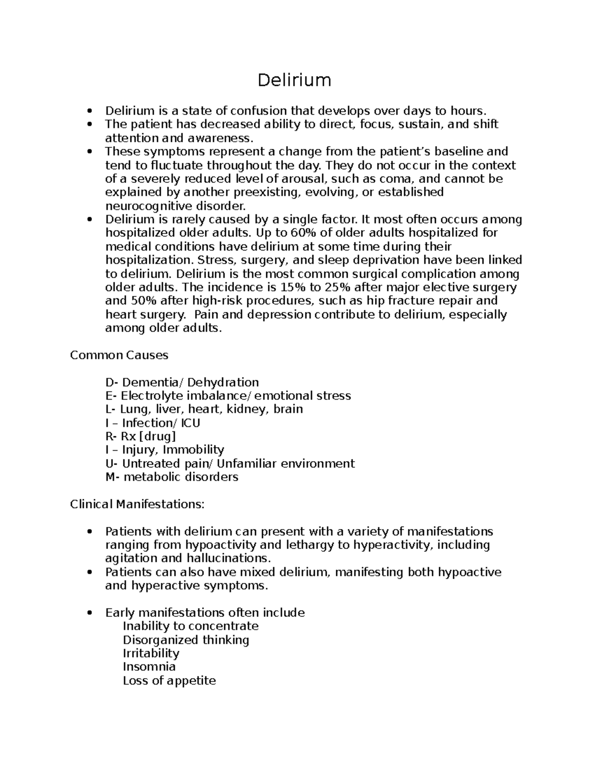 Delirium - neuro - Delirium Delirium is a state of confusion that ...