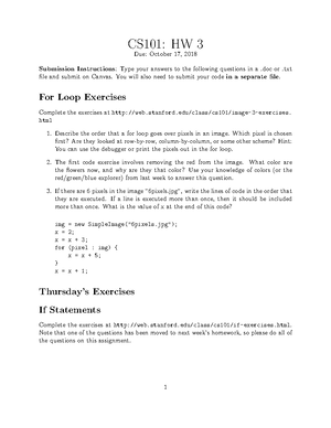 Homework 01 - hw1 - CS101: HW 1 Due: October 3, 2018 Submission ...