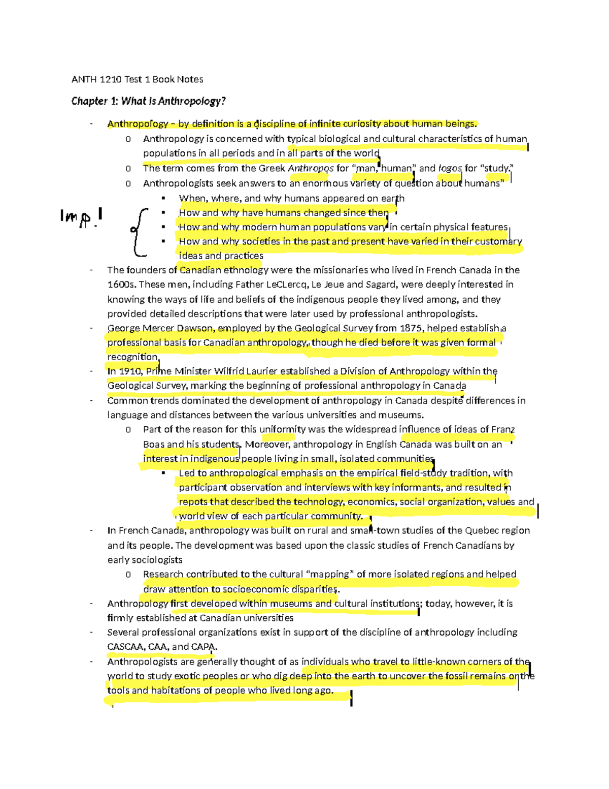 Anth 1210 test 1 book notes - ANTH 1210 Test 1 Book Notes Chapter 1 ...