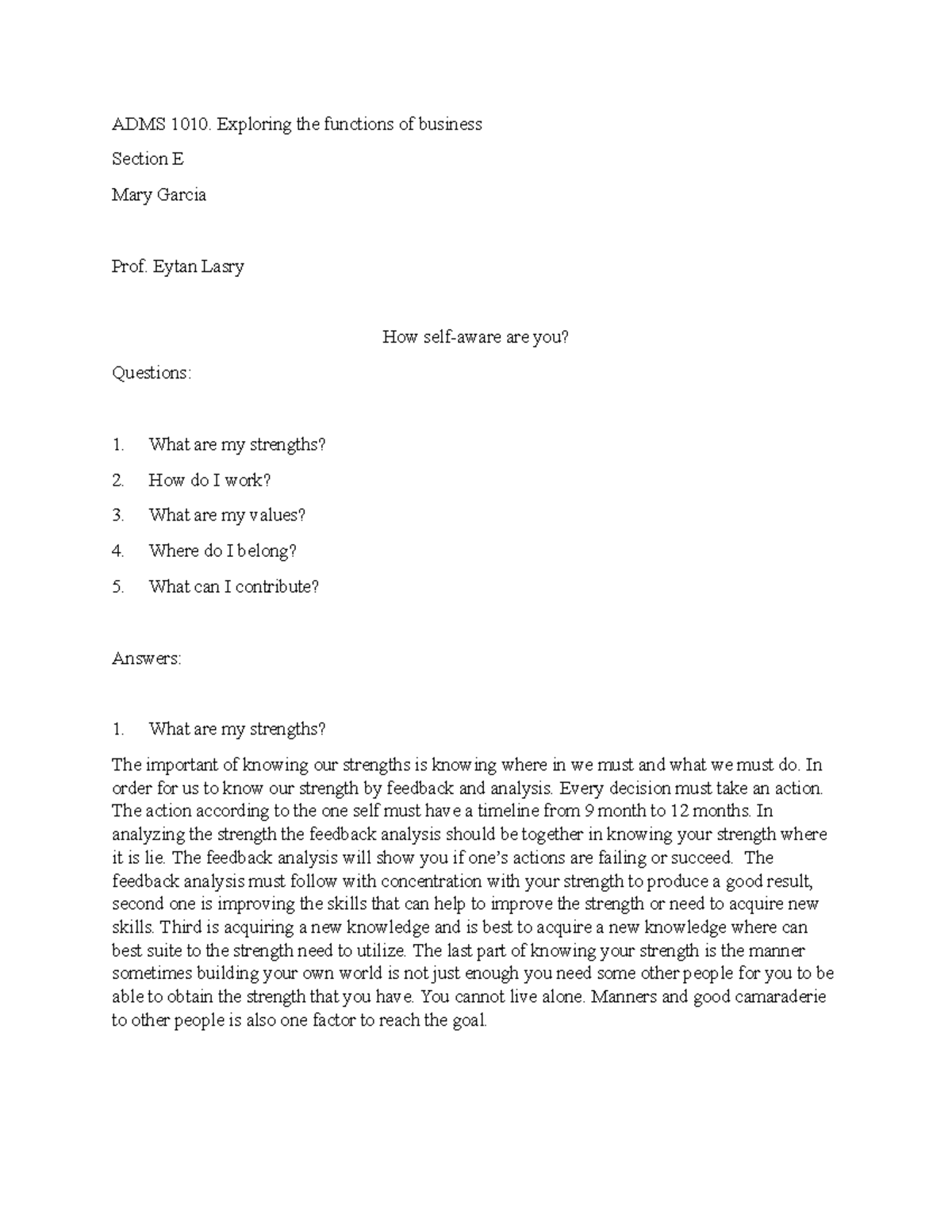 ADMS1010-ASS#1 - weekly essay writing will help you - ADMS 1010. Exploring the functions of ...