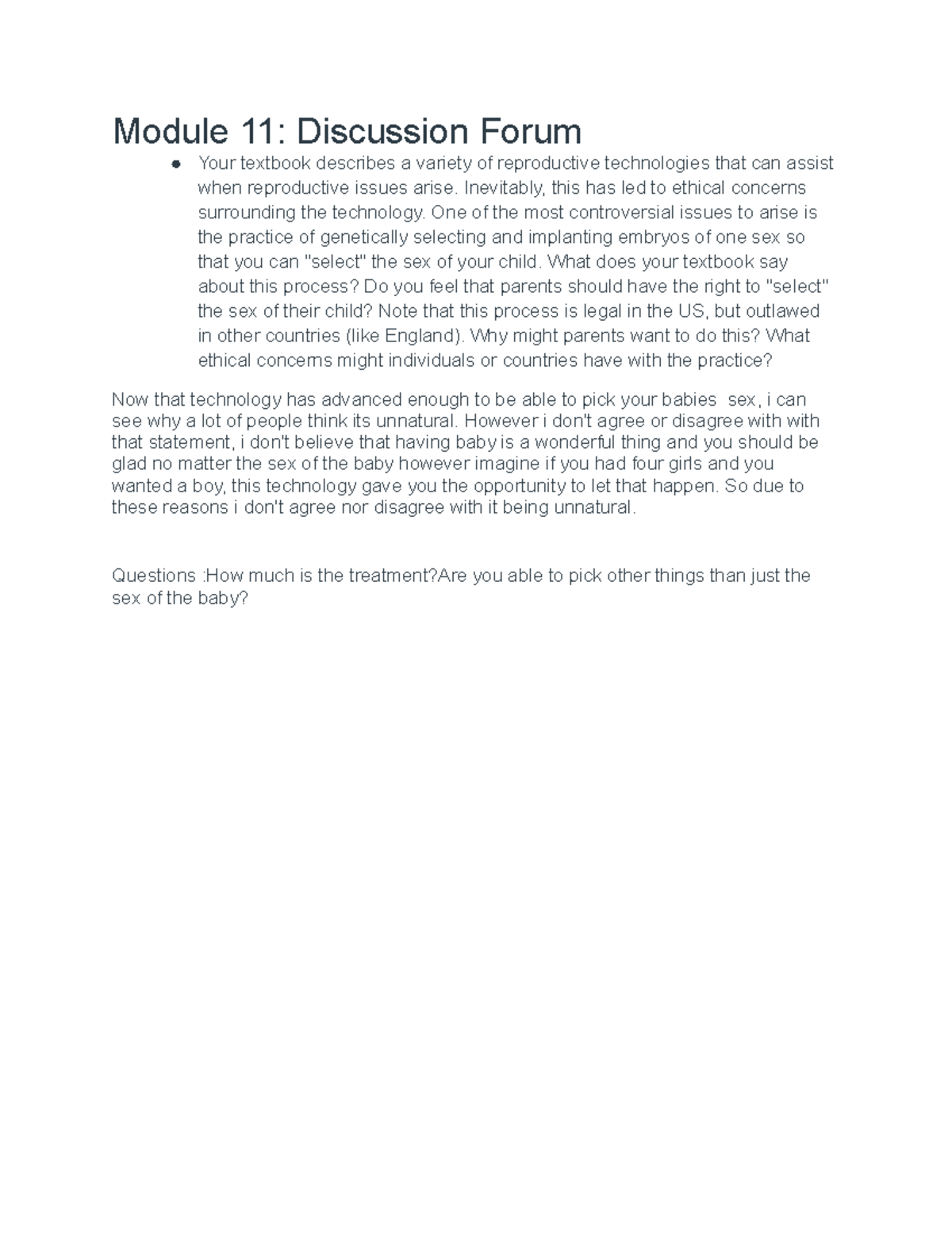 Module 11 Discussion Forum - Module 11: Discussion Forum Your textbook ...