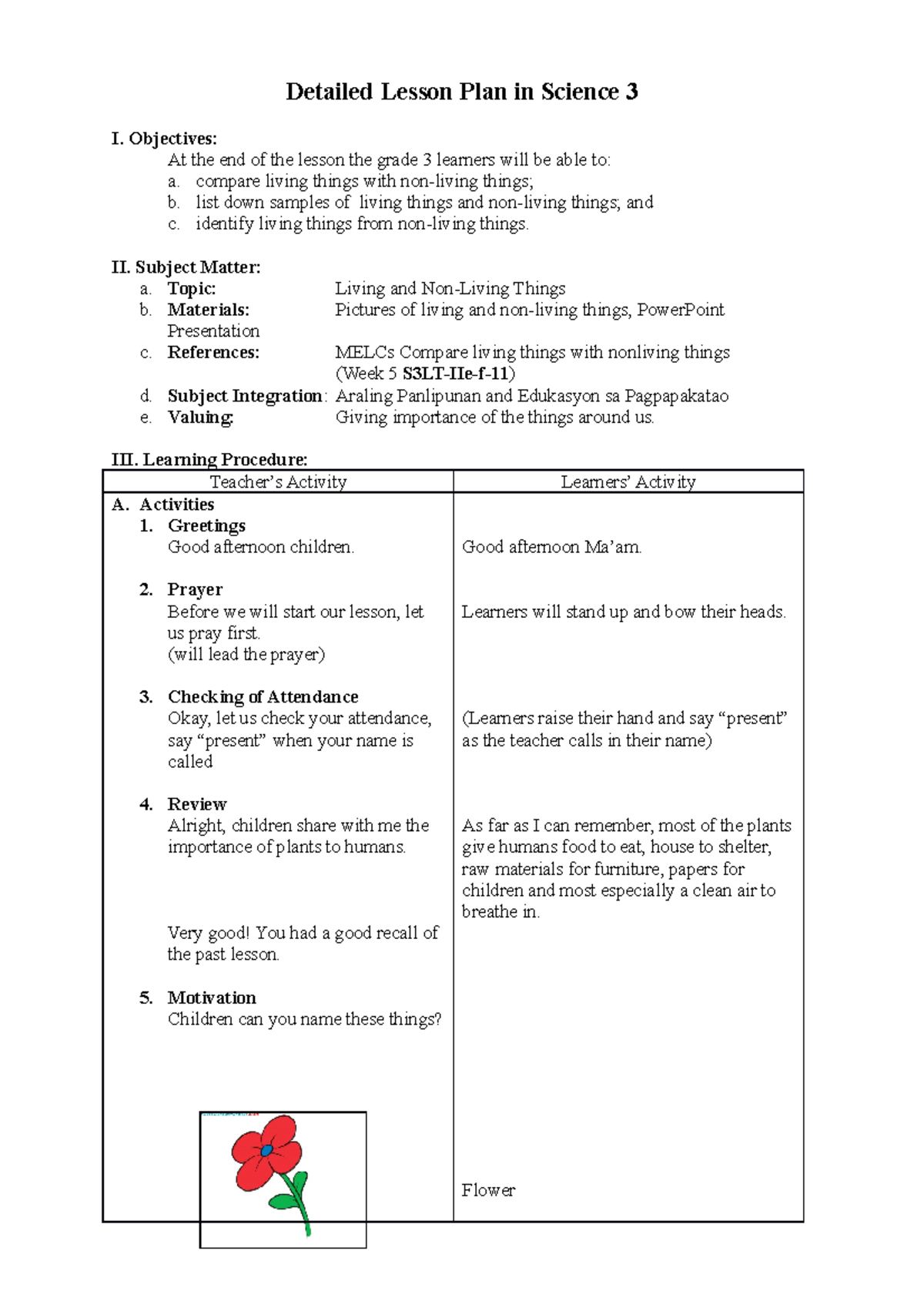 Lesson Plan for Demo Teaching - Detailed Lesson Plan in Science 3 I ...