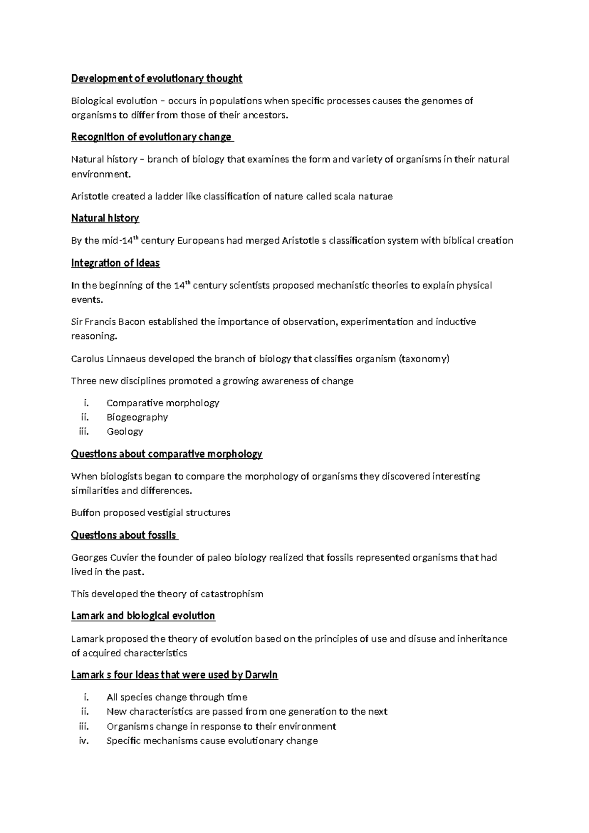 Development of evolutionary thought - Development of evolutionary ...