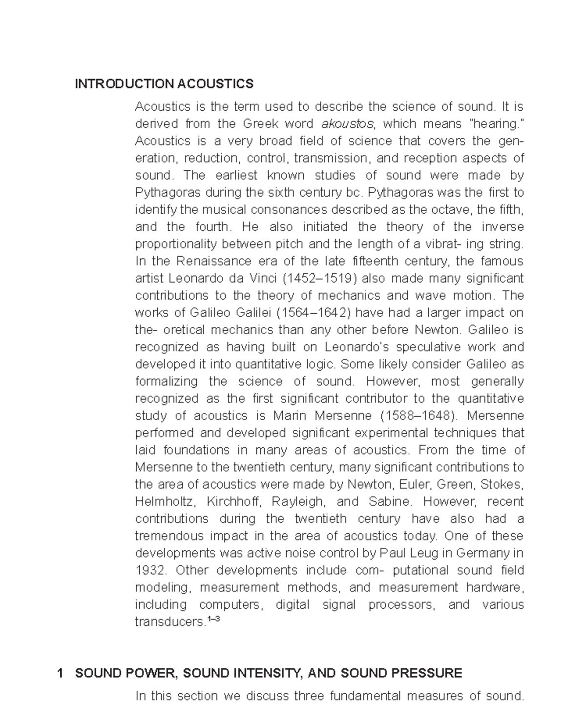 Introduction Acoustics - INTRODUCTION ACOUSTICS Acoustics is the term ...